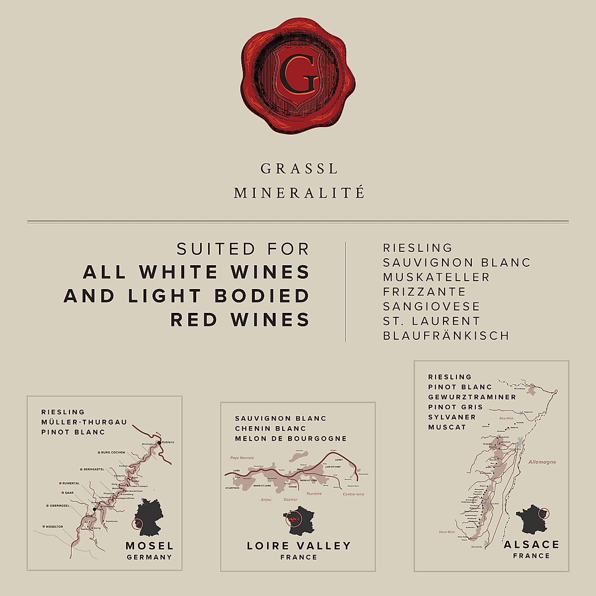 Grassl Mineralité Wine Glass, Hand-Blown Crystal Wine Glass for White Wine and Champagne Single