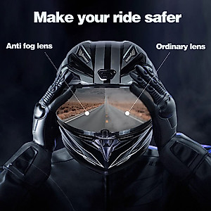 Bluetooth Full Face Motorcycle Helmet, DOT Approved Flip Up Anti-Fog Double Visor Helmet, Street Bike Helmet, Built-in Dual Speaker with Microphone, for Adults Men and Women M~XXL