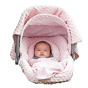 Carseat Canopy 5 Pc Whole Caboodle (Angelina) Baby Infant Car Seat Cover Kit with Minky Fabric