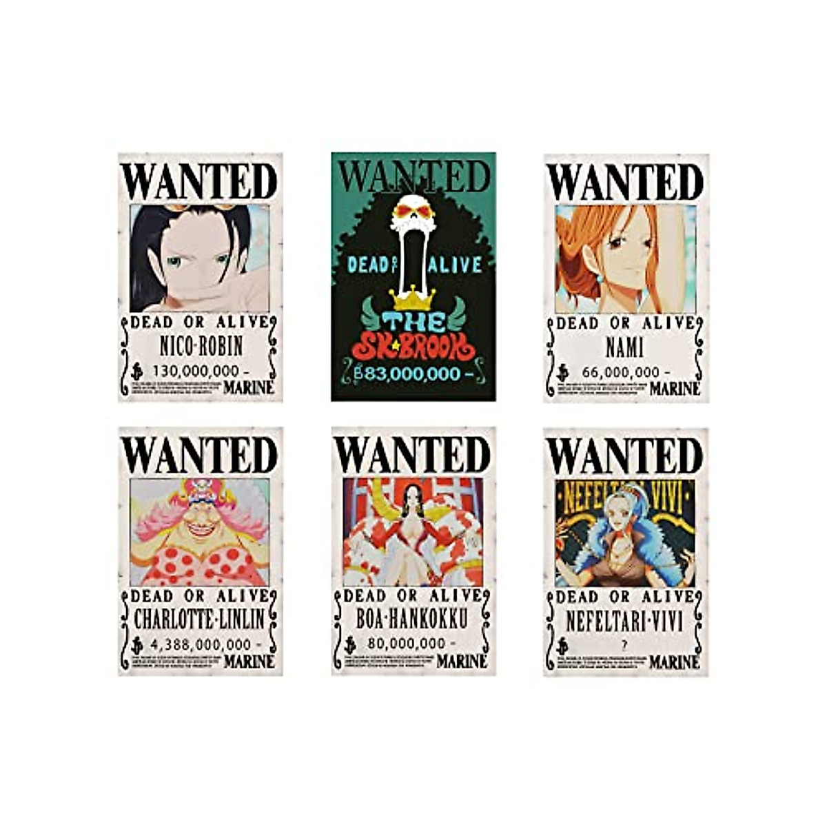 Xiumui OP Pirate Anime Wanted Poster 28.5cm×19.5cm, New Edition, Zorro, Luffy, 1.5 billion, Set of 24