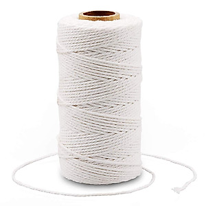 Cotton Bakers Twine,328 Feet 2MM Natural White Cotton String for Crafts,Gift Wrapping Twine,Arts & Crafts, Home Decor, Gift Packaging(White)