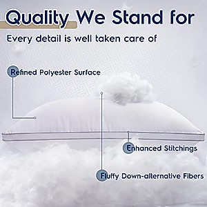 viewstar Pillows King Size Set of 2, Bed Pillows for Sleeping, King Pillows 2 Pack for Back, Stomach or Side Sleepers, Fluffy Pillows for Bed with Down Alternative, Machine Washable, 20" x 34"