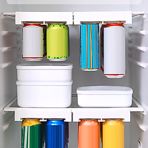 Refrigerator Hanging Can Organizer, Stacking Pop Dispenser Beer Drink Holder for Fridge Freezer Maximize Space Neat Adjustable Beverage Storage Rack Kitchen Pantry Organizer Cabinet Spice Packets