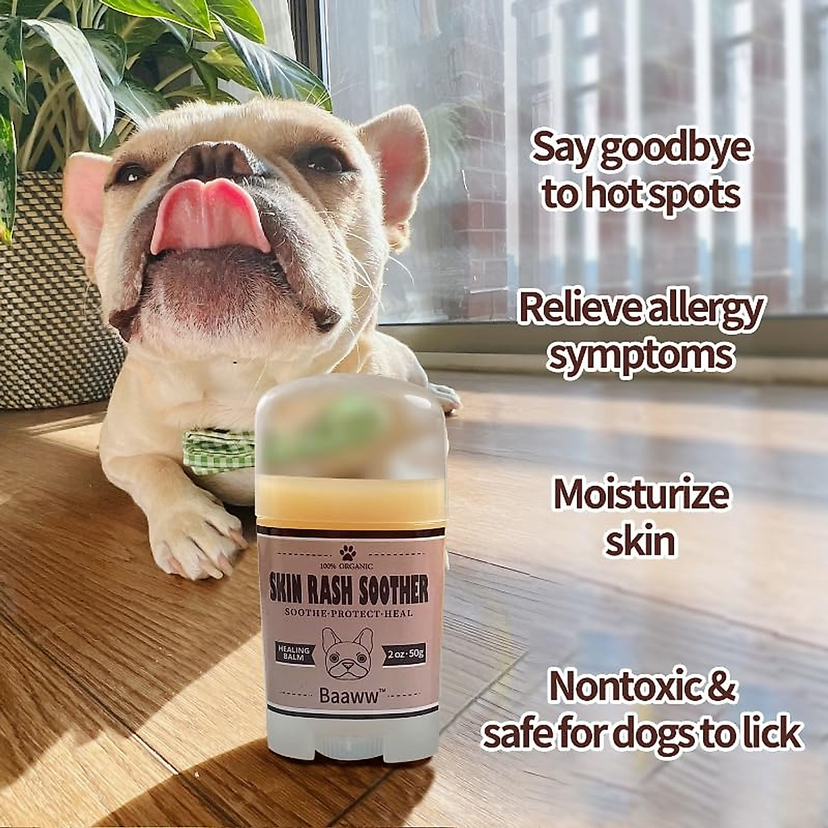 Baaww Dog Skin Rash Soother, Stick 2OZ, Allergy and Itch Relief for Dogs, Skin Moisturizer, Organic & All-Natural, Dog Moisturizer for Dry Skin, Dog Lotion, Ultimate Healing Balm, Dog Rash Cream