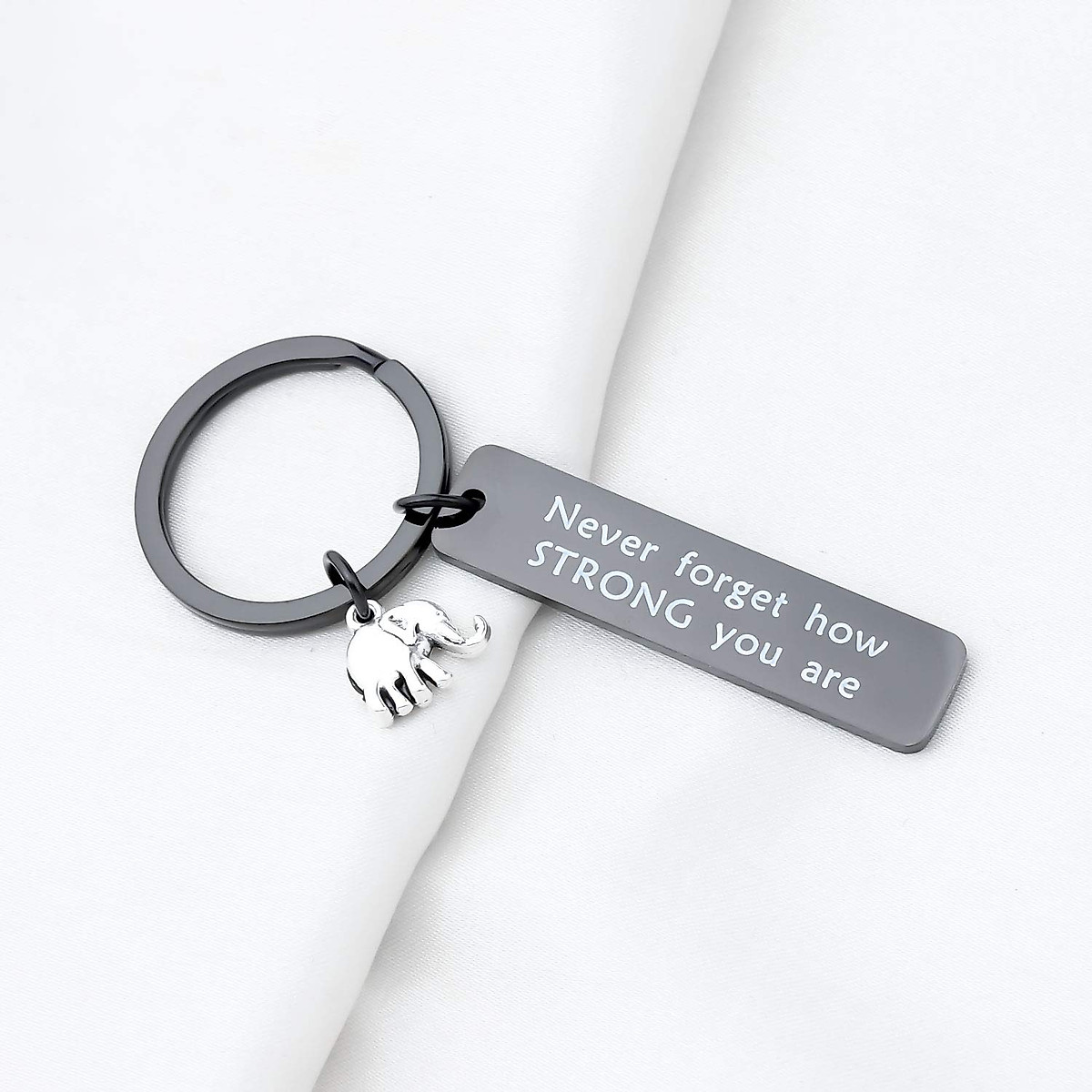 bobauna Elephant Keychain Never Forget How Strong You Are Strength Jewelry Uplifting Gift For Friend Family Animal Lovers (never forget black)