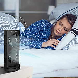 Dr. Prepare Tower Fan Oscillating Fan, Portable Desk Fan with 3-Speed Options, Dual Air Circulation, 110° Oscillation, 3 Timers, Personal Quiet Table Fan for Home Office Desktop Bedroom, 12 inch