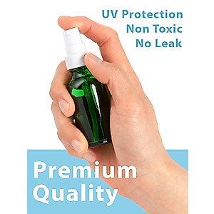 JUVITUS 1 oz / 30 ml Green Glass Boston Round Bottle with White Treatment Pump (24 pack) + Funnel