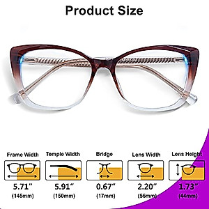 VISOONE Trendy Cat Eye Blue Light Blocking Glasses with Anti Glare For Women Computer Reading Eyeglasses Wine Red Calida, Wind Red, 56MM