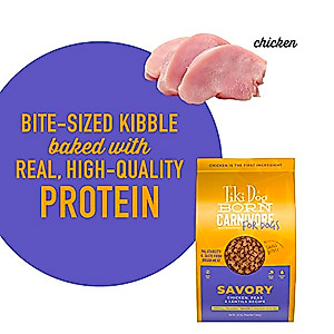 Tiki Dog Born Carnivore for Dogs, Savory Chicken, Peas & Lentils Recipe, Grain Free Baked Kibble for Maximum Nutrition, For Adult Dogs and All Size Breed Dogs, 3.5 lbs Bag