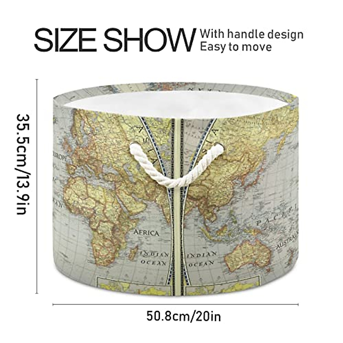 xigua Cotton Rope Basket World Map Painting Baby Laundry Basket Blanket Kids Toy Storage Basket Glove Box