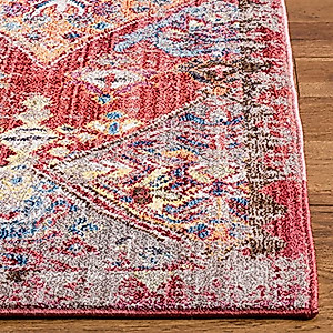 SAFAVIEH Bristol Collection 7' Square Rose / Multi BTL352R Boho Chic Distressed Area Rug
