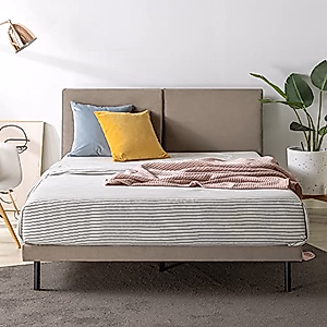 ZINUS Taylor Velvet Upholstered Platform Bed Frame with Split Headboard, Velvet Bed Frame, No Box Spring Needed, Easy Assembly, Latte, Full