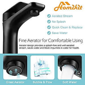 Homikit Bathroom Faucets, Black Bathroom Sink Faucet for 1 Hole or 3 Holes, Matte Black Faucet for Bathroom Sink with Pop Up Drain & Supply Hoses, Stainless Steel Single Handle RV Vanity Basin Faucet