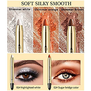 Go Ho White Highlighter Makeup Cream-to-powder Eyeshadow Stick,Creamy Eyeshadow Pen Crayon,Pearl White