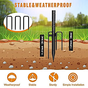 aneeway Outdoor Light String Pole, 8.9ft Heavy Duty Poles with 5-Prong & Hooks, Light Poles for Patio, Garden, Backyard & Party, Wedding, Holidays - 2 Pack, Matte Black