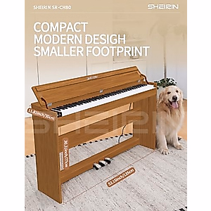 SHEIRIN digital piano 88 key weighted stand cover hammer action electric keyboard pedal full size home professional musical beginners adults instrument self playing MIDI SR-CH80(orange)