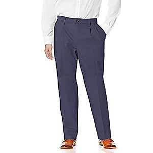 Dockers Men's Relaxed Fit Signature Khaki Lux Cotton Stretch Pants-Pleated, Navy, 40W x 30L