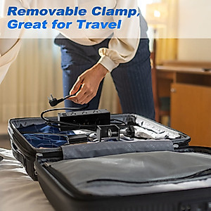 QBA Desk Clamp Power Strip with USB C, 9 Widely Spaced Outlets with 4 USB Ports, 3 Side Outlet Extender with 6FT Extension Cord, Desk USB Charging Station for Home Office Dorm, Black