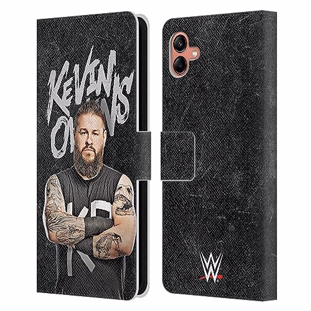 Head Case Designs Officially Licensed WWE Portrait Kevin Owens Leather Book Wallet Case Cover Compatible with Samsung Galaxy A04 (2022)