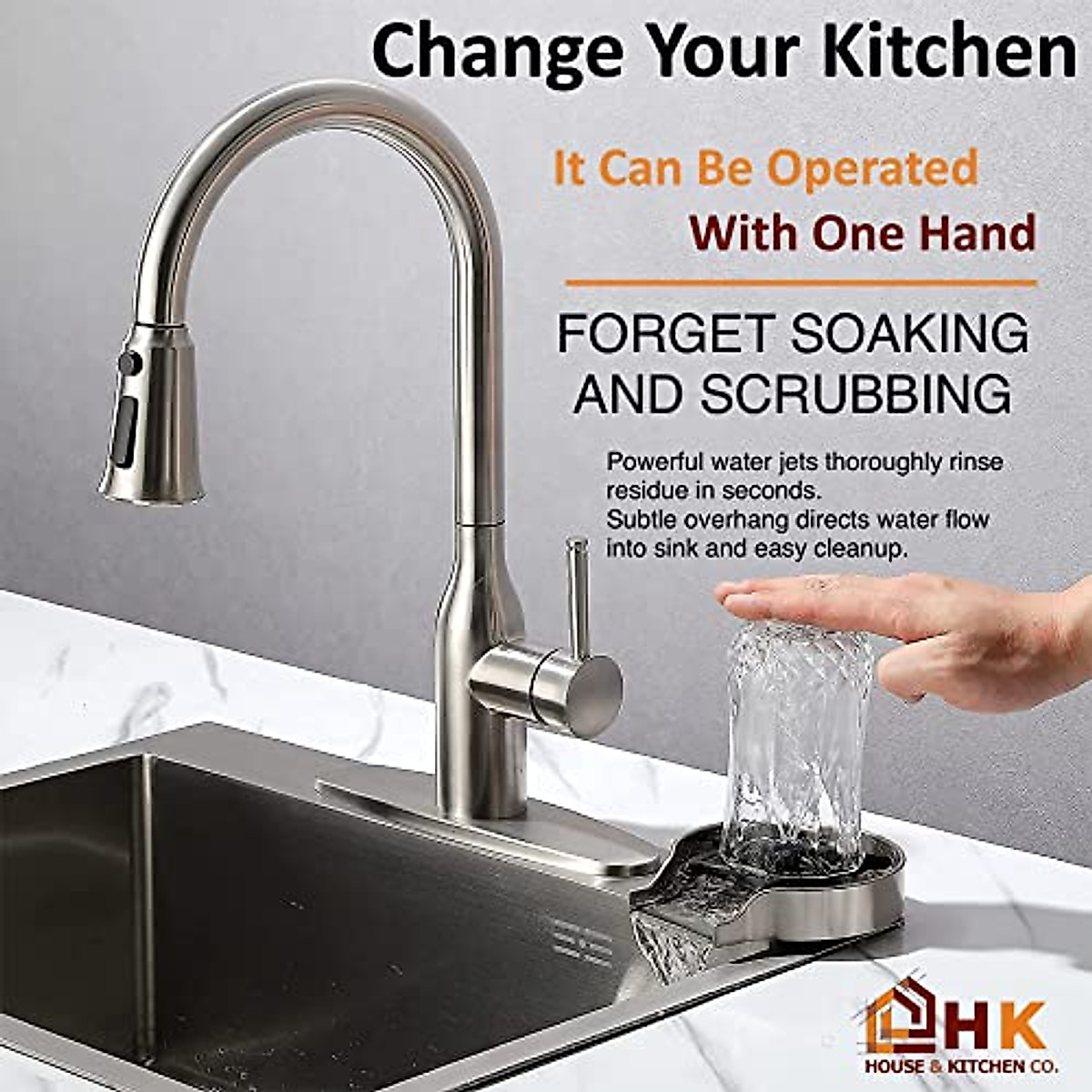 House & Kitchen Co. , Kitchen Sink Accessories, Bottle Washer for Sink, Glass Cleaner Tool, Baby Bottle Washer, Bar Glass Rinser