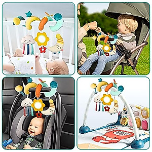 Elsonap Car Seat Toys Stroller Toys Newborn Toys Baby Toys 0-6 Months, Infant Toys 0-6 Months Baby Toys 3-6 Months for Mobile Crib Bassinet with Squeak Mirror Teether for 0 3 6 9 12 Boys Girls Babies