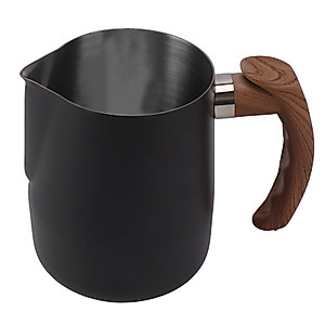 Milk Frothing Pitcher, Stainless Steel Steaming Pitcher Milk Frother Cup with Scale for Espresso Cappuccino Latte Coffee Art, Heat Resistant Handle (600ml)