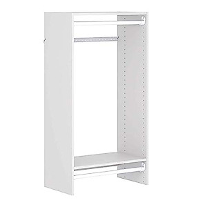 Easy Track 680099-WH Composite Wood Constructed Durable Double Hanging Kit Storage Closet Organizer with 2 Shelves and 2 Hanging Rods, White