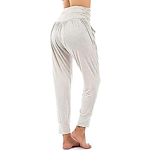LOFBAZ Yoga Pants for Women Workout Leggings Girls Teen Sweat Joggers Womens Clothes Sweatpants Clothing Harem Jogger Pajamas Light Gray Melange S
