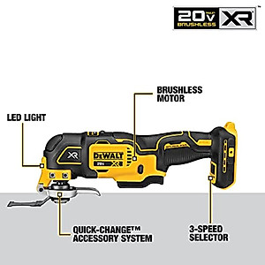 DEWALT 20V Max XR Oscillating Multi-Tool, Variable Speed, Tool Only (DCS356B) & DEWALT 20V Max Cordless Drill Combo Kit, 2-Tool (DCK240C2), Yellow/Black Drill Driver/Impact Combo Kit