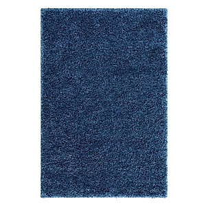 WESTLOOM Area Rug 9x12 Indoor Modern Plush Area RugSolid Shag Area Rug Non Slip Non Shedding Thick Rug for Living Room Bedroom Home Decor, Navy