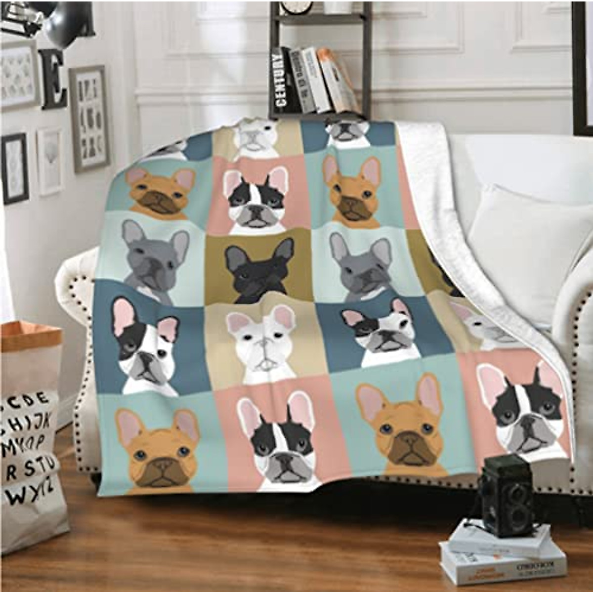 XTGOO Cute French Bulldog Dog Ultra-Soft Fleece Blanket Flannel Velvet Plush Throw Blanket,60x50in