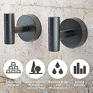 YAKAON Matte Black Towel Coat Hooks for Bathroom, SUS 304 Stainless Steel Single Towel/Robe Clothes Hook, Contemporary Hotel Style Wall Mounted 2 Pack
