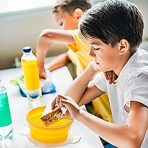 Nuenen Set of 8 Collapsible Food Storage Containers with Lids Silicone Flat Collapsible Bowls for Stacks Travel Camping Meal Prep Container for Kitchen, Freezer Microwave Dishwasher Safe (Round)