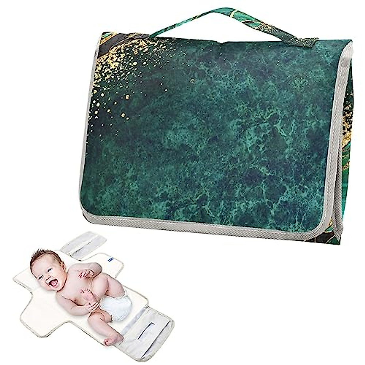 Marble Portable Baby Changing Pad Diaper Changing Table Pad Foldable Travel Changing Station with Built-in Pillow for Newborn Essentials Baby