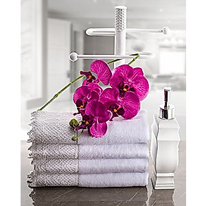 Creative Scents Fingertip Towels for Bathroom (11x18 inches) Towel Set of 4, Soft Velour Finish, Gorgeous Lace Trim, 100% Cotton, Machine Washable, Perfect for Guest Bathroom! (White)