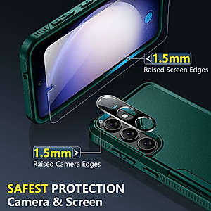 SPIDERCASE for Samsung Galaxy S23 Plus Case, [10 FT Military Grade Drop Protection], with 2 Pack [Tempered Glass Screen Protector + Camera Lens Protector] Heavy Duty Shockproof Case, Dark Green