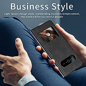 EAXER for Samsung Galaxy Z Fold 3 5G Case, Luxury Magnetic Case Leather Skin Stand Full Coverage Protection Case Cover (Black)