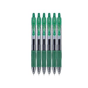 PILOT G2 Premium Refillable & Retractable Rolling Ball Gel Pens, Fine Point, Green Ink, 6 Pack