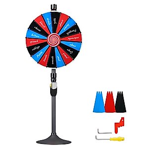 WinSpin 24 Inch Prize Wheel DIY Insertable Tabletop or Floor Stand Spinning Wheel, 18 Slots Fortune Design Carnival Spin Game, DIY Series