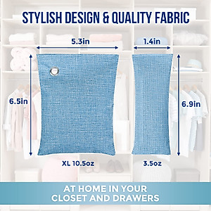 Closet and Drawer Deodorizer Bags (4 Pack) - Naturally Absorbs and Eliminates Closet Odors- 2 XL Closet Deodorizers and 2 Drawer Deodorizers - Unscented and Organic Charcoal Closet Odor Eliminator