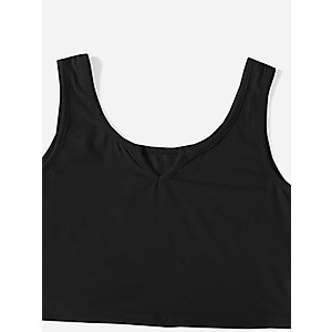 WDIRARA Women's 2 Piece Crop Tank Top and Plaid Drawstring Waist Shorts Pj Set Black and Red M