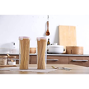 Komax Biokips Spaghetti Container Storage Noodle/Pasta Container 44oz (set of 4) - Airtight, Leakproof with Locking Lids - BPA Free Plastic - Microwave, Freezer, and Dishwasher Safe Pasta Holder