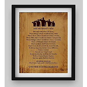 "Ask Me What I Was-Always A United States Marine"-Marine Corps-Wall Art- 8 x 10"-Wood Grain Typographic Print-Ready To Frame. Home-Office-Military Decor. Perfect Gift for All Marines. Semper Fi.