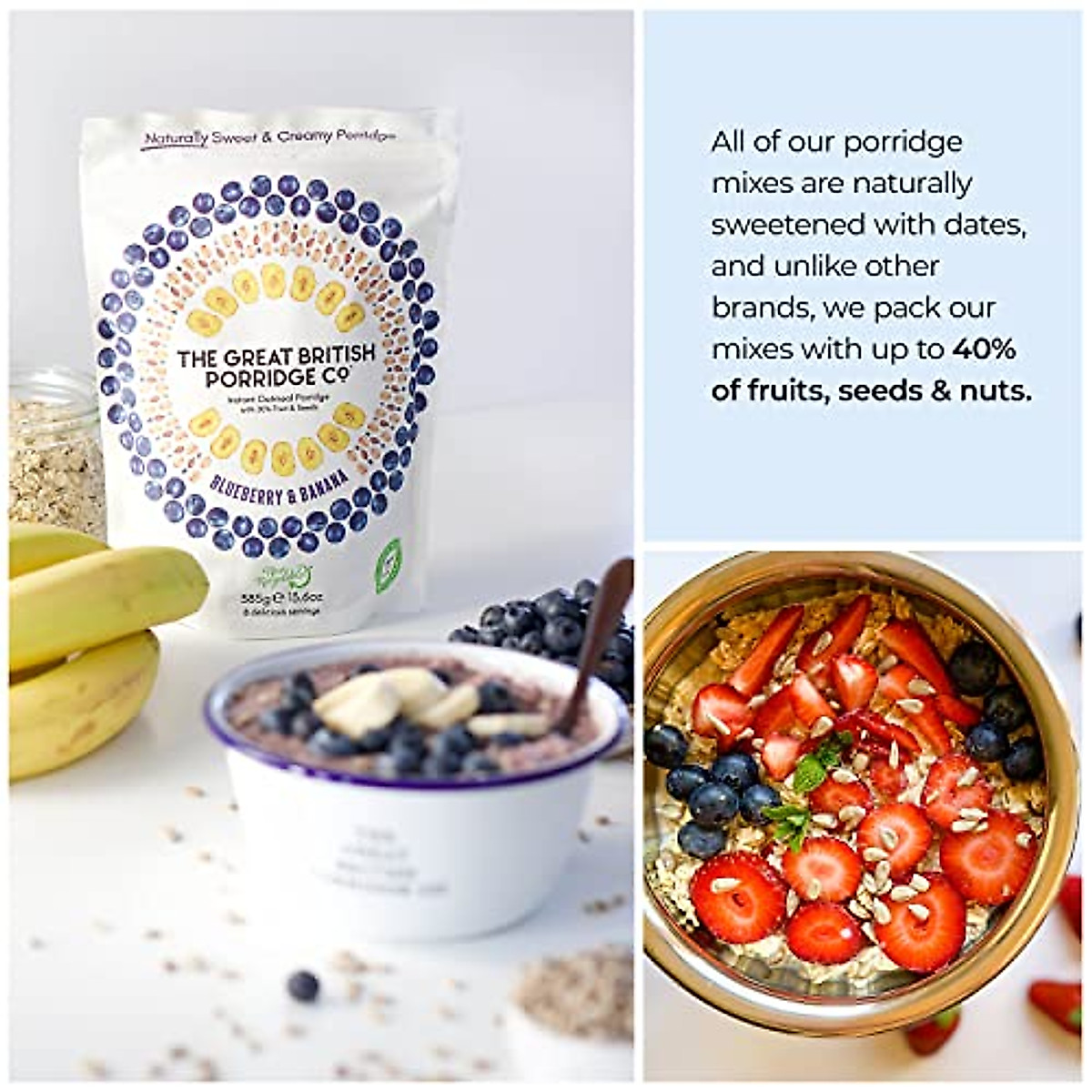 THE GREAT BRITISH PORRIDGE CO Blueberry Banana Porridge, 385 GR