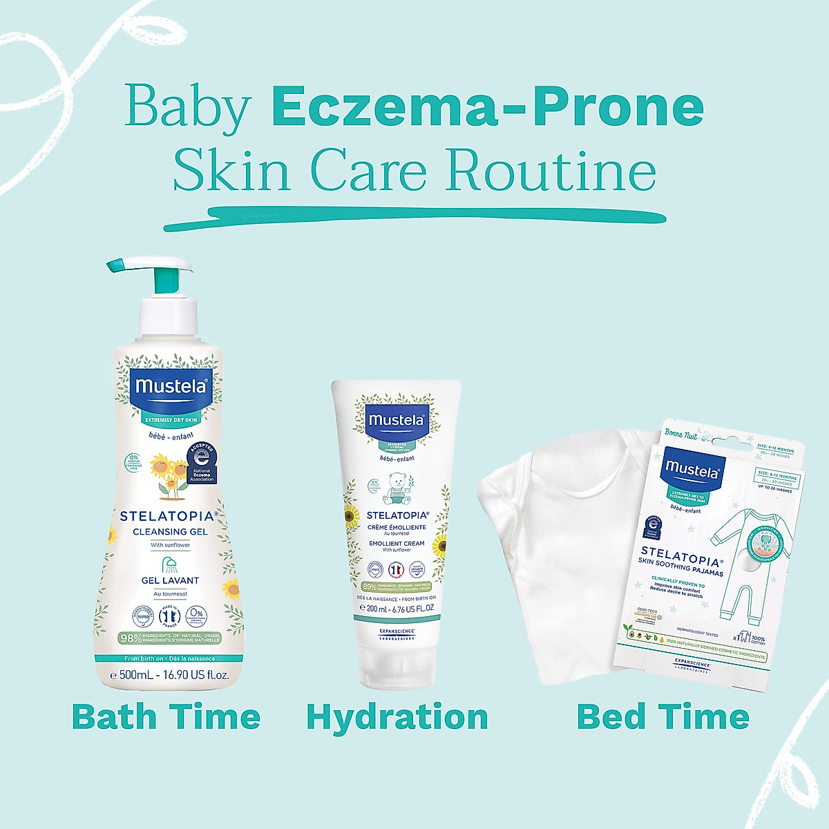 Mustela Stelatopia Skin Soothing Pajamas - Baby Pajamas for Eczema-Prone Skin - with Natural Avocado & Sunflower Oil - 12 to 24 Months,1 Count (Pack of 1)