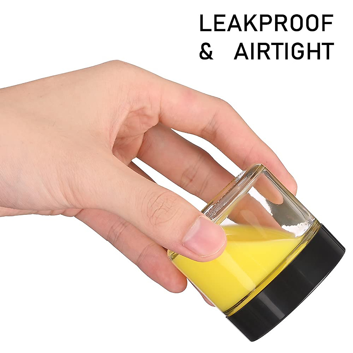 2 oz Glass Jars with Lids, Bumobum 3 pack Clear Small Jar with Black Lids, Blank Labels & Inner Liners, 60 ml Empty Round Cosmetic Containers for Sample, Powder, Cream, Lotion, Spice