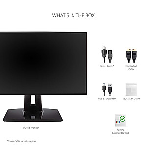 ViewSonic VP2458 Professional 24 inch 1080p Monitor with 100% sRGB Delta E<2 Color Accuracy for Home and Office (Renewed)
