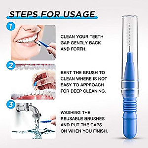 Interdental Brush, Flossing Head,Easy Use Tooth Cleaning Tool (72 Count)(2.5mm/3mm)