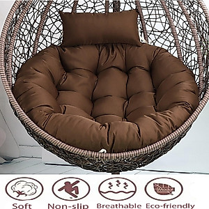 Eoieov Outdoor Hanging Egg Chair Cushions, 45"*45" Washable Hanging Basket Chair Cushion, Basket Egg Chair Cushion with Headrest Pillow，Yellow