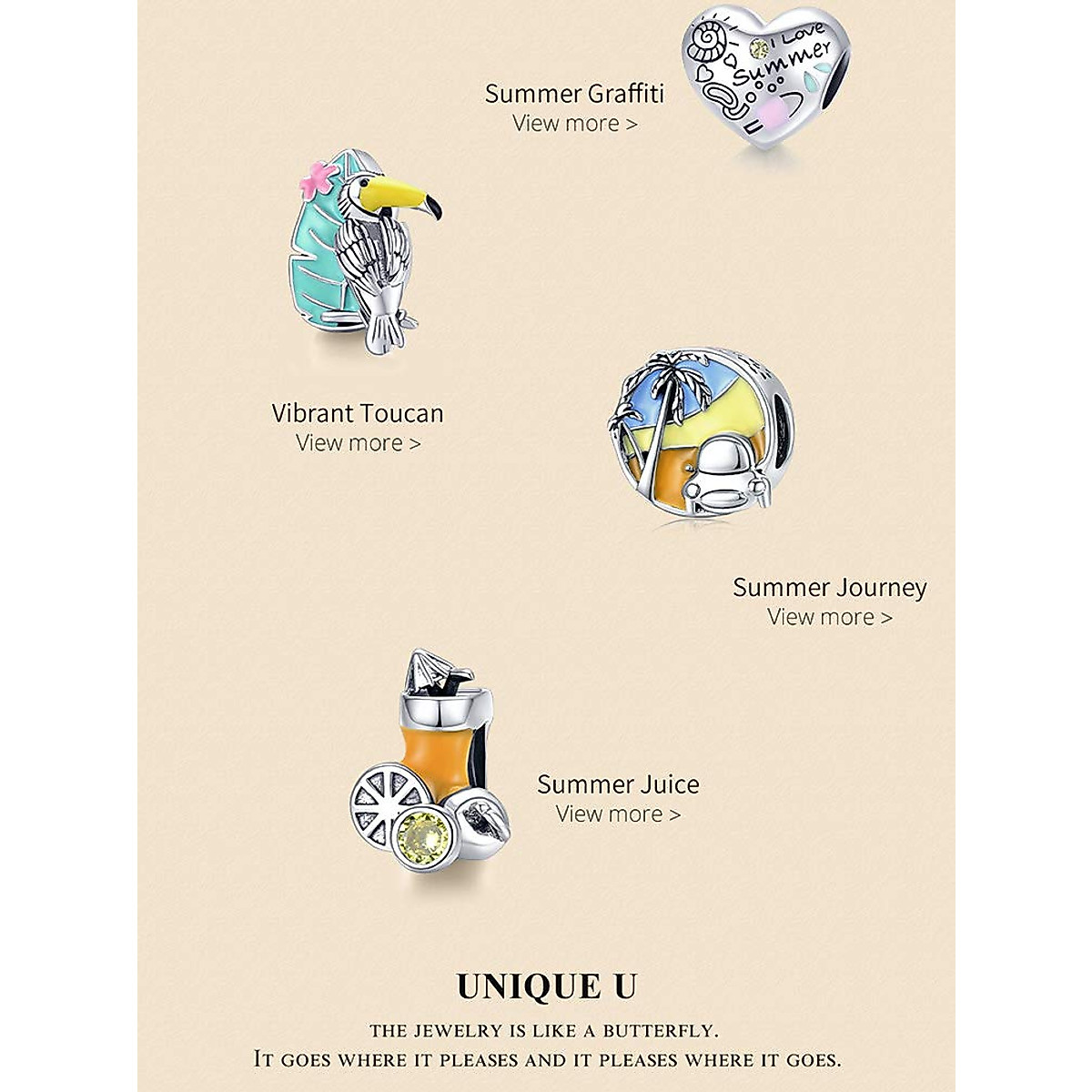 I Love Summer Charm Heart Charm,925 925 Sterling Silver Holiday at the Beach Charm fit Fashion Pandora Style Bracelet (Silver Palm tree & Summer Journey)